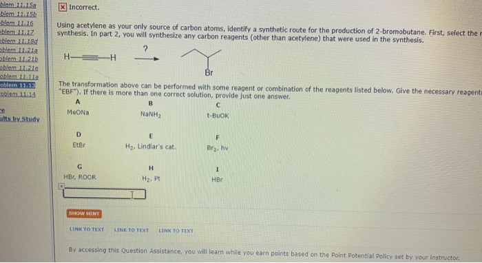Solved blem 11.15 blem 11.15 x Incorrect. Using acetylene as | Chegg.com