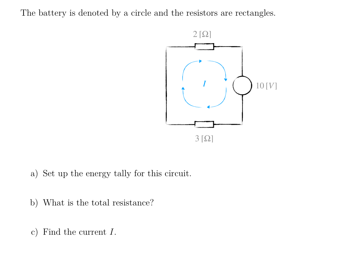 Solved The battery is denoted by a circle and the resistors | Chegg.com