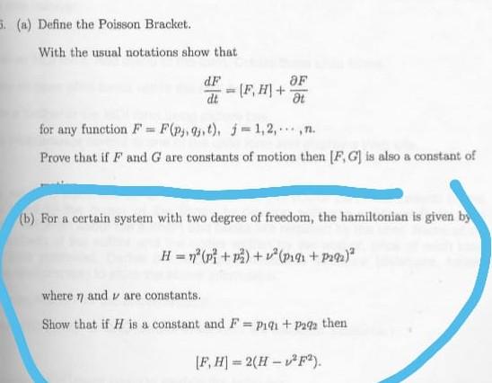 Solved 5. (a) Define the Poisson Bracket. With the usual | Chegg.com