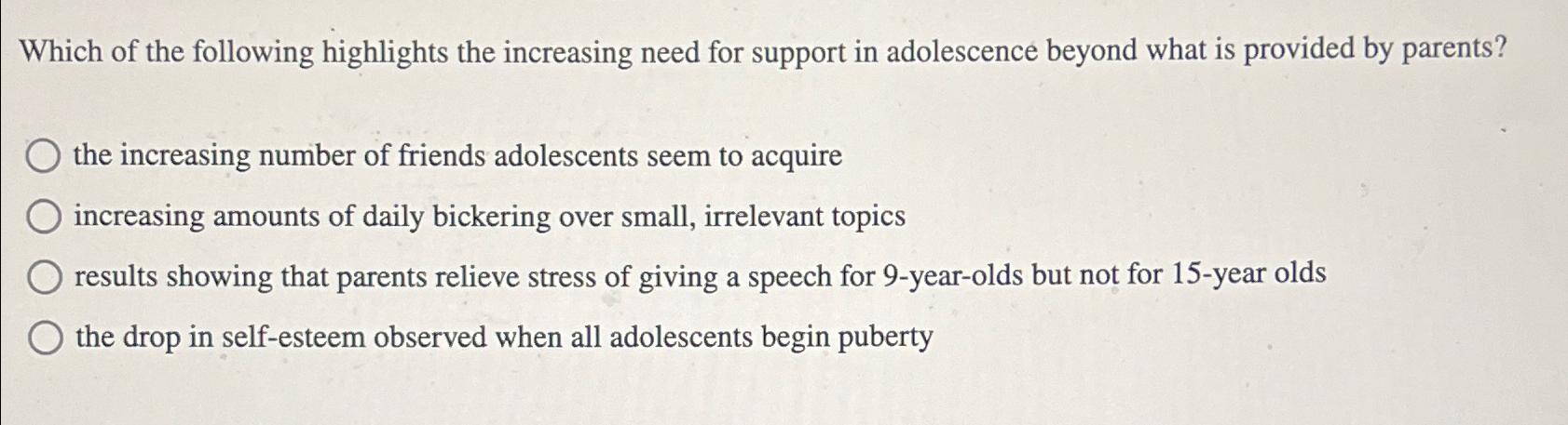 Solved Which of the following highlights the increasing need | Chegg.com