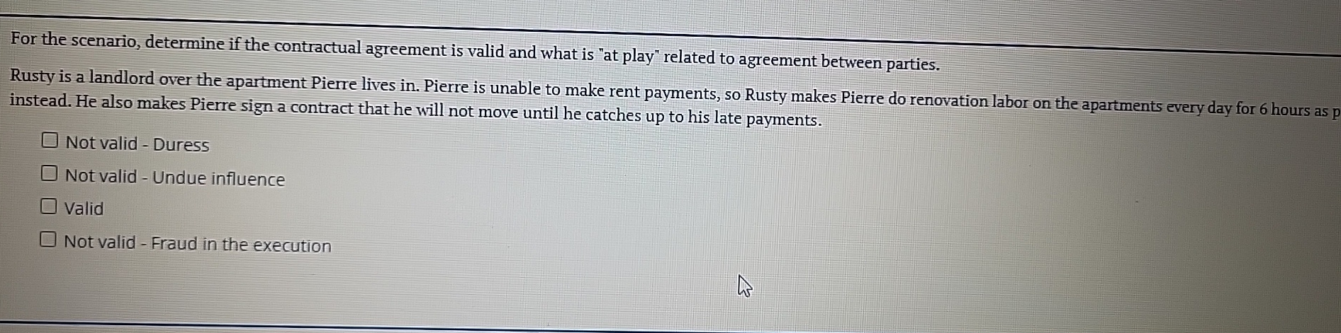 For the scenario, determine if the contractual | Chegg.com