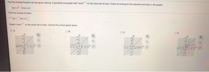 Solved Find the inverse function on the given interval, | Chegg.com