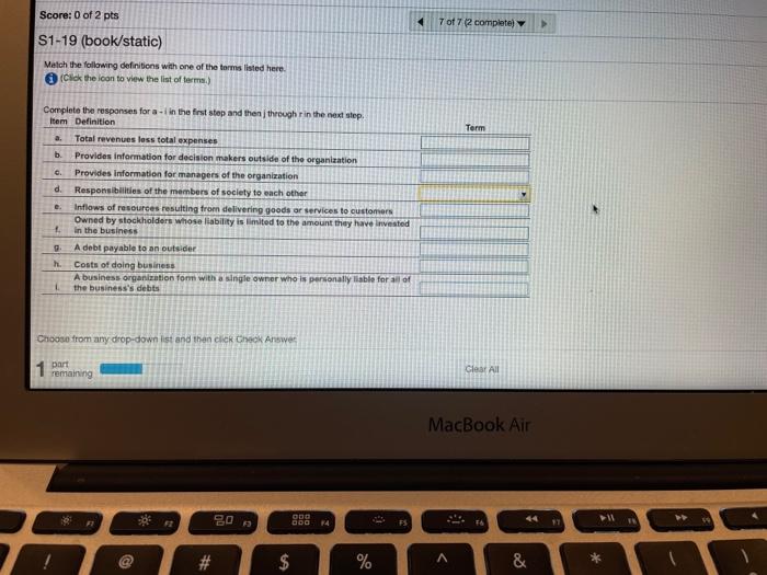 Solved Homework: Ch. 1 Homework Score of 2 pts 7 of 72 | Chegg.com