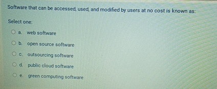 Solved Software that can be accessed, used, and modified by | Chegg.com