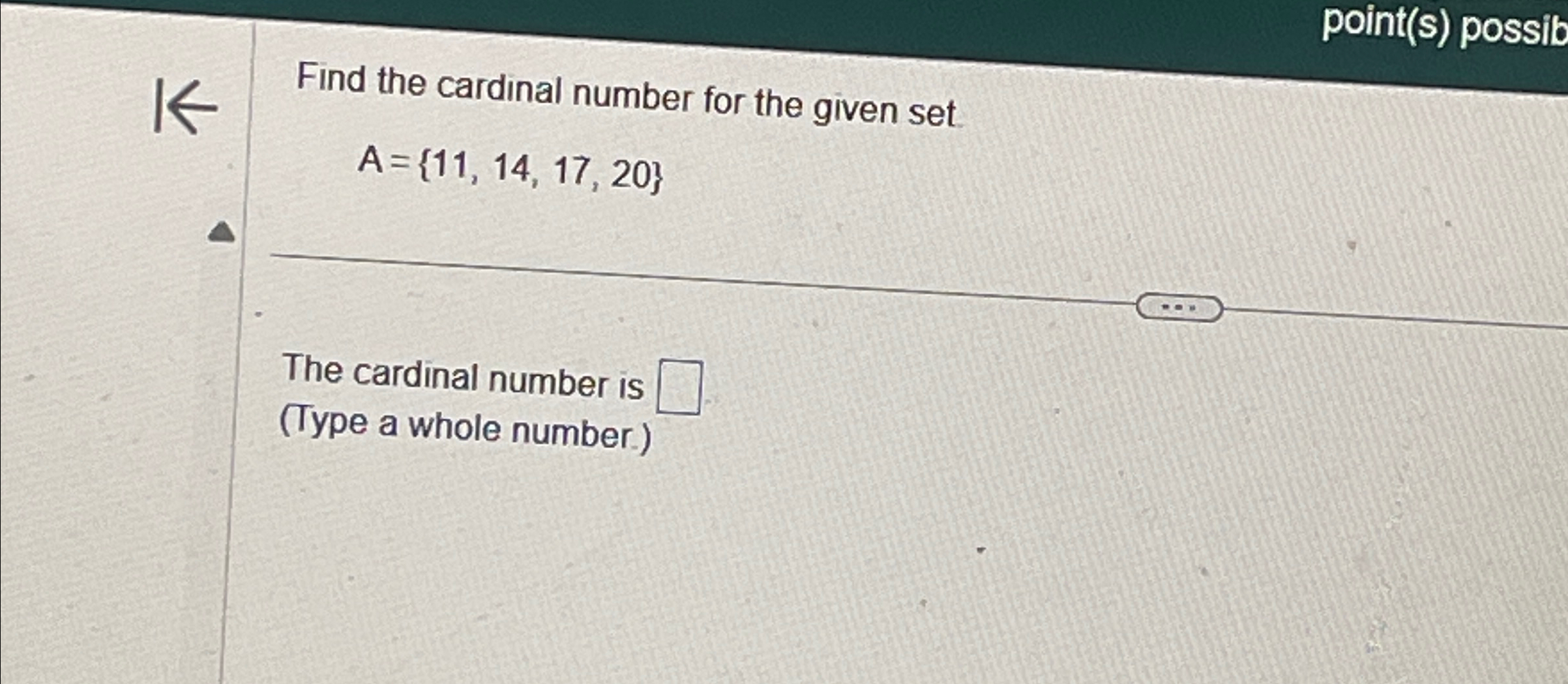 Solved Find the cardinal number for the given | Chegg.com