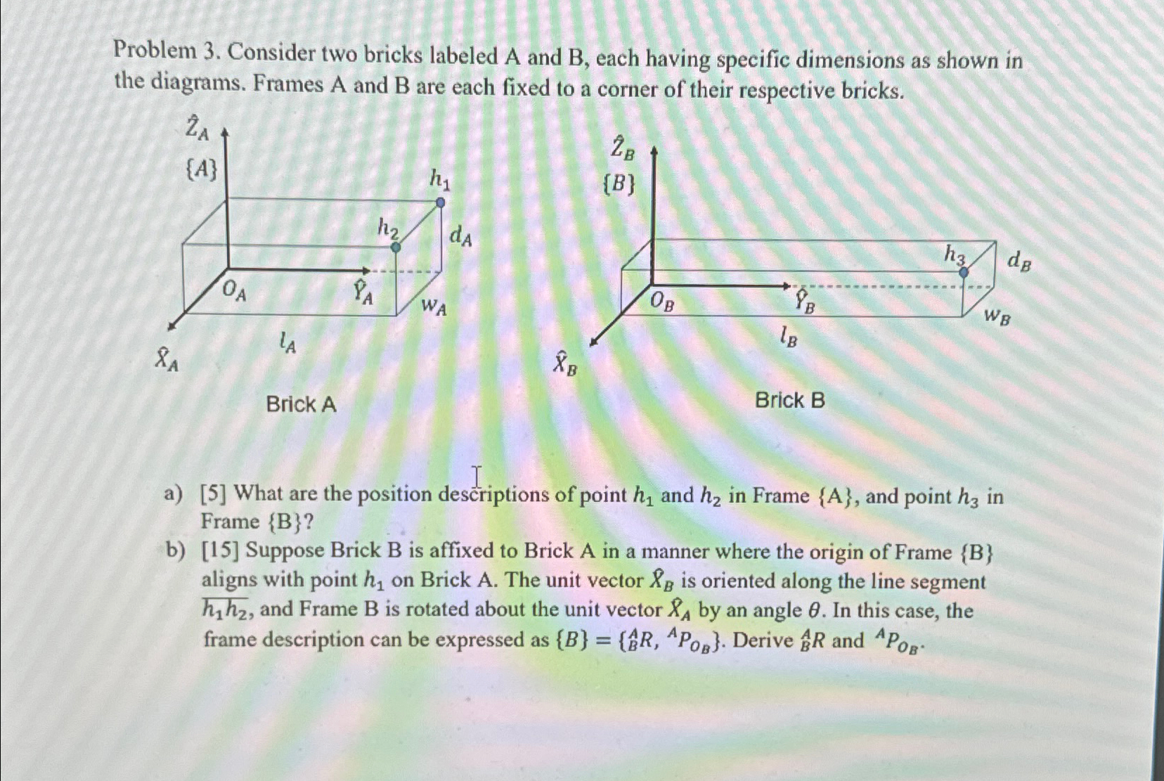 Solved Problem 3. ﻿Consider two bricks labeled A and B, | Chegg.com