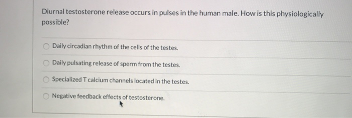 Solved Diurnal testosterone release occurs in pulses in the | Chegg.com