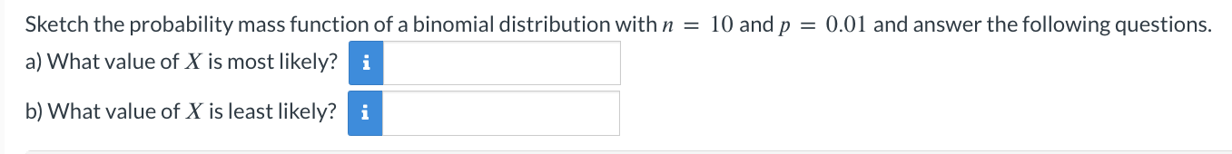 Solved Sketch the probability mass function of a binomial | Chegg.com