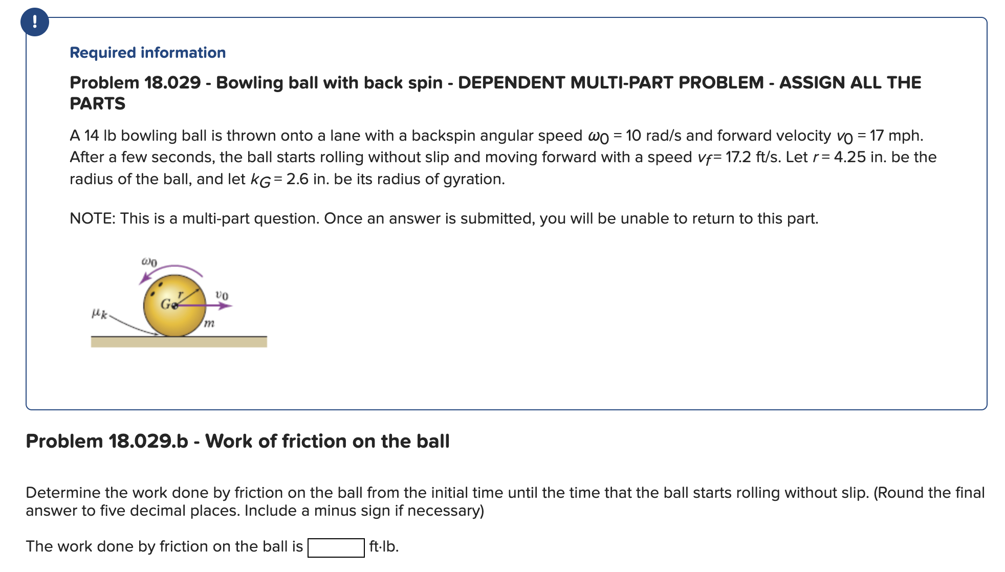 Solved Problem 18.029.b - ﻿Work of friction on the | Chegg.com
