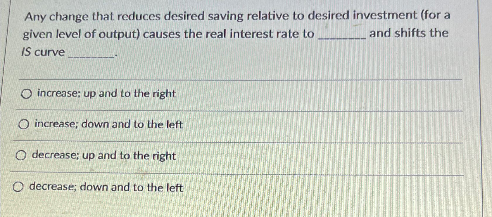 Solved Any change that reduces desired saving relative to | Chegg.com