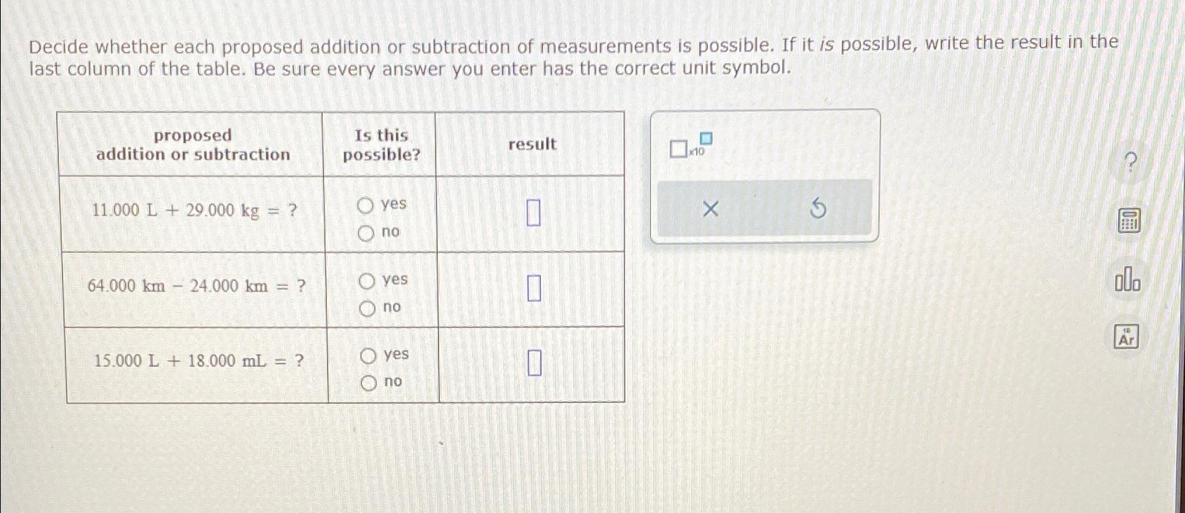 Solved Decide whether each proposed addition or subtraction | Chegg.com