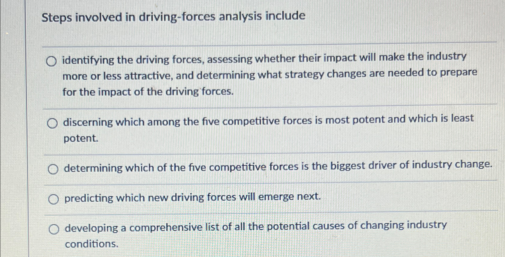 Solved Steps involved in driving-forces analysis | Chegg.com