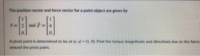 Solved The position vector and force vector for a point | Chegg.com