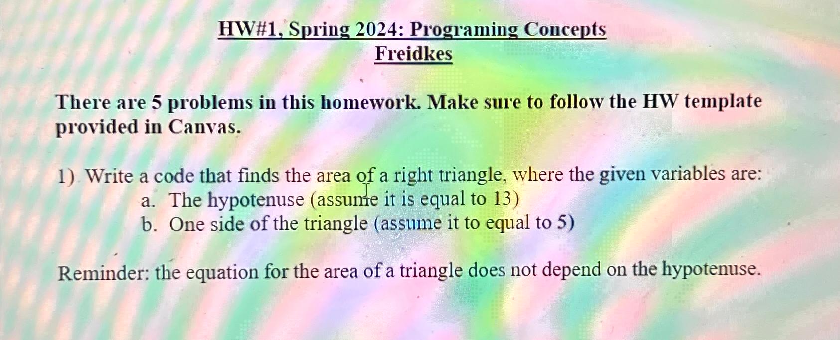 Solved HW#1, Spring 2024: Programing | Chegg.com