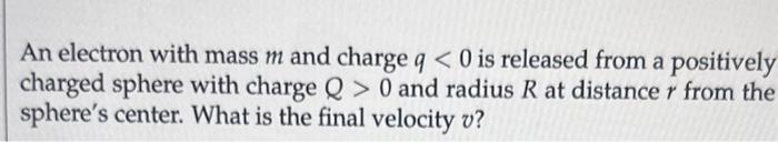 Solved An electron with mass m and charge q
