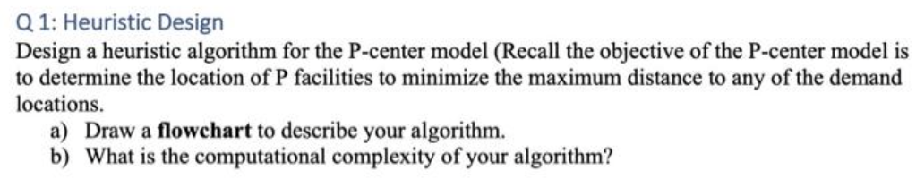 Solved Design A Heuristic Algorithm For The P Center Model