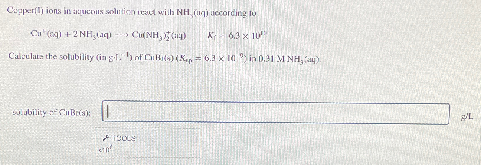Solved Copper(I) ﻿ions in aqueous solution react with | Chegg.com