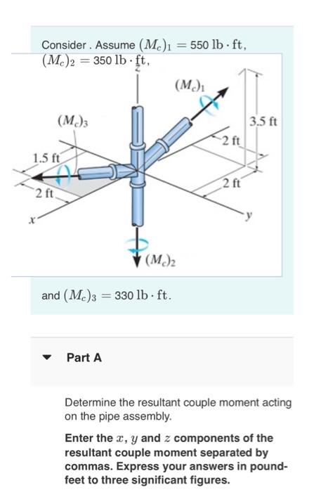 Solved d(Mc)3=330lb⋅ft Part A Determine the resultant couple | Chegg.com