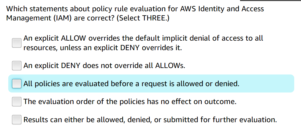 Solved Which statements about policy rule evaluation for AWS | Chegg.com