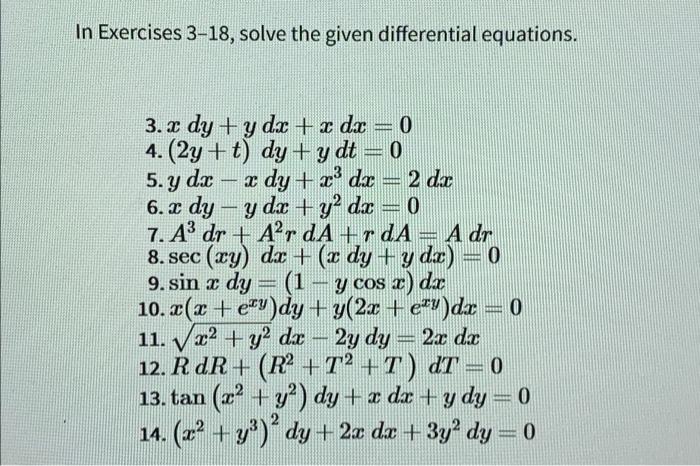 Solved In Exercises 3-18, solve the given differential | Chegg.com