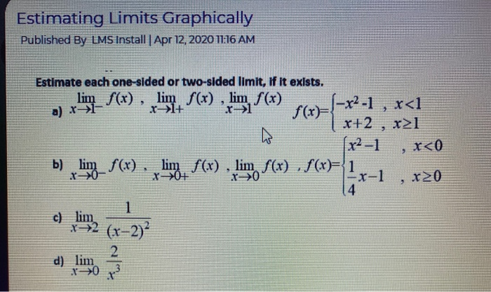 Solved Estimating Limits Graphically Published By LMS | Chegg.com