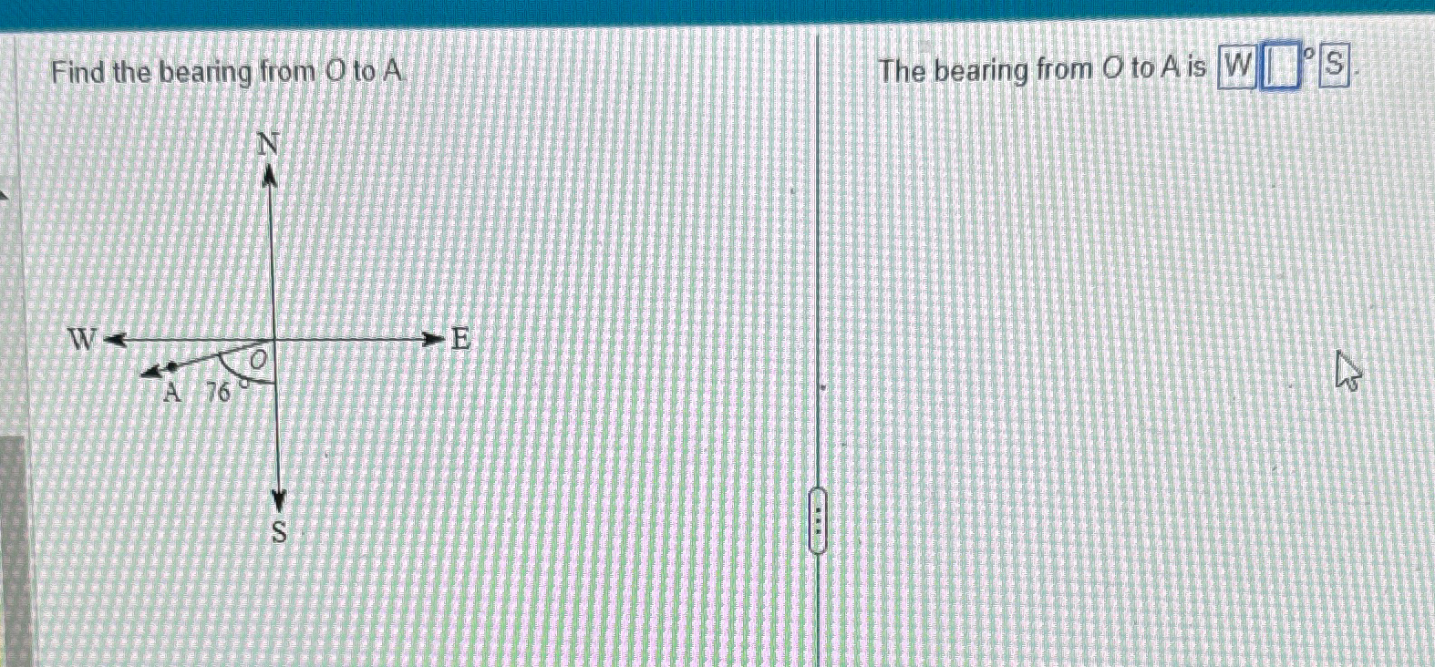 Solved Find the bearing from O ﻿to AThe bearing from O ﻿to A | Chegg.com