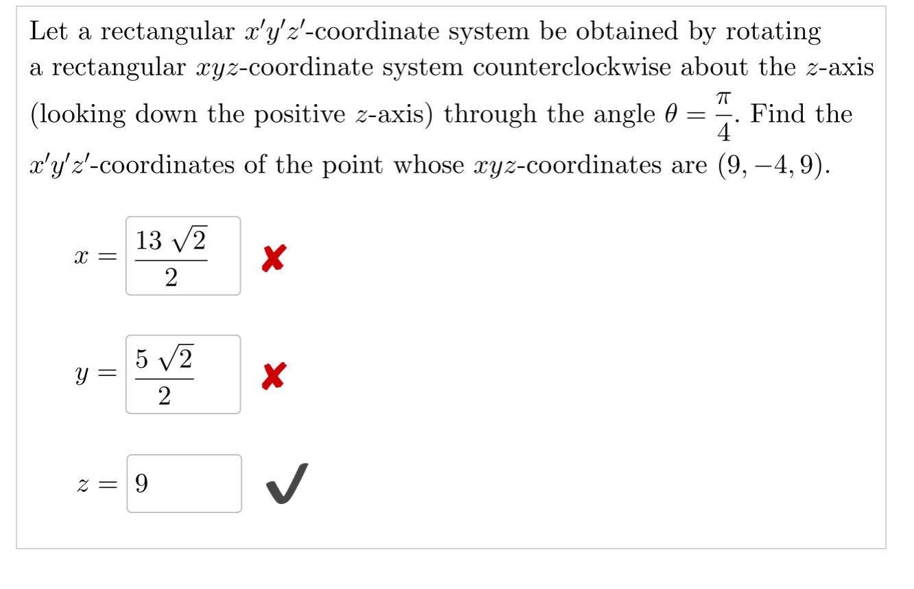 Solved Let a rectangular x'y'z'-coordinate system be | Chegg.com