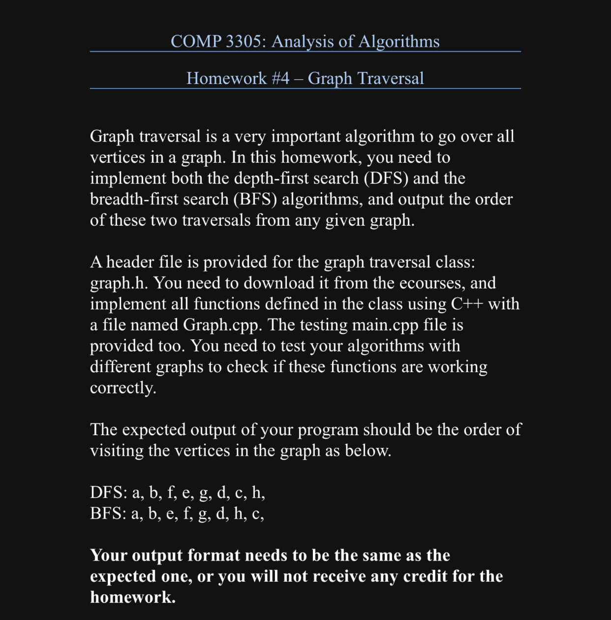 Solved COMP 3305: Analysis of AlgorithmsHomework #4 - ﻿Graph | Chegg.com