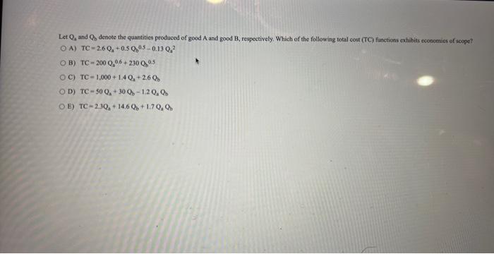 Solved Let Qa and Qb denote the quantities produced of good | Chegg.com