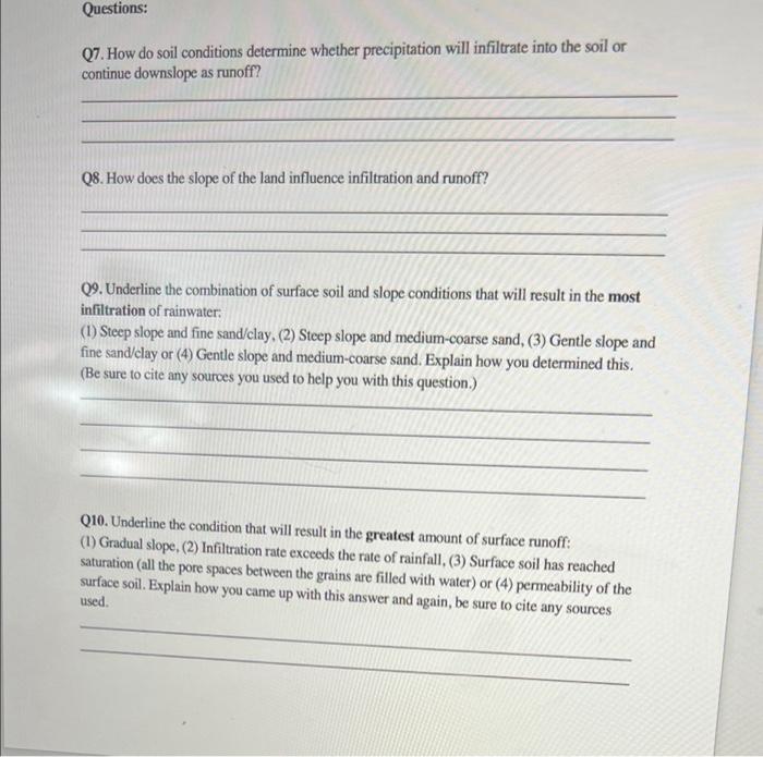 Solved Questions: Q7. How do soil conditions determine | Chegg.com