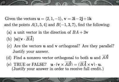 Solved Given the vectors u = 2, 1.-1 , v = 3i - 2j + 1k | Chegg.com