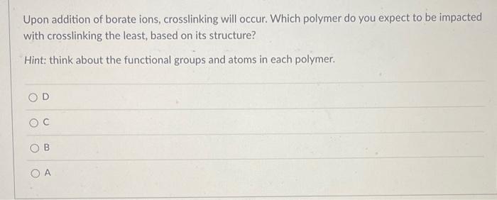 Solved Polymers of StudyConsider aqueous solutions of the | Chegg.com