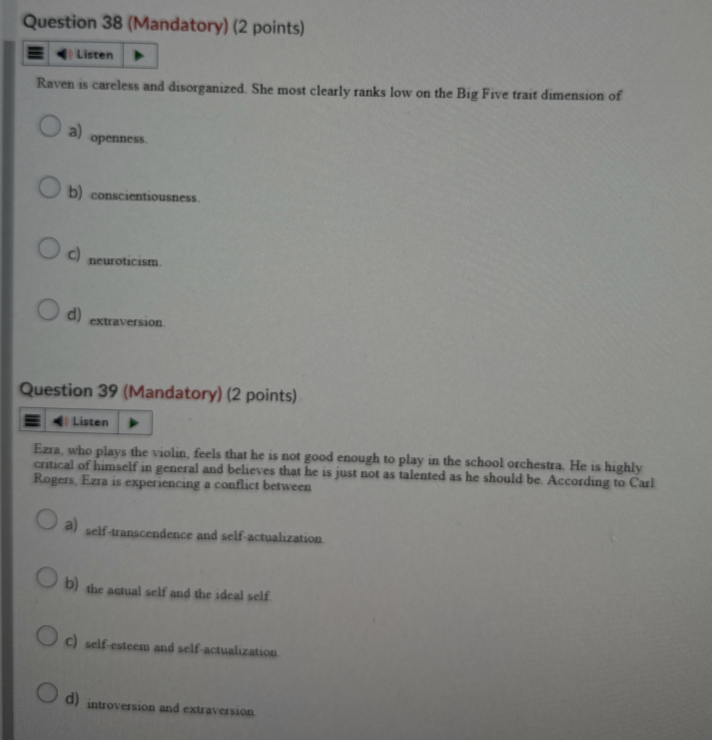 Solved Question 38 (Mandatory) (2 ﻿points)ListenRaven is | Chegg.com