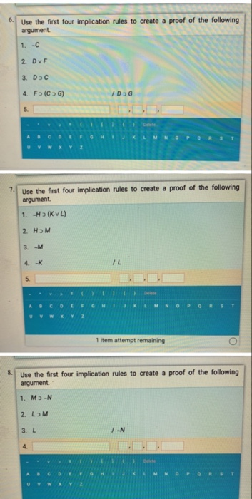 Solved Use the first four implication rules to create a | Chegg.com