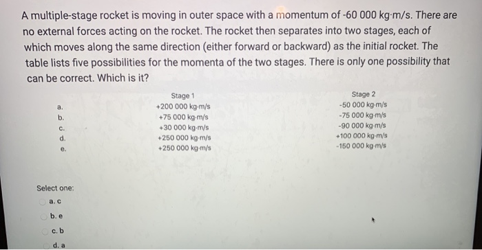 Solved A multiple-stage rocket is moving in outer space with | Chegg.com