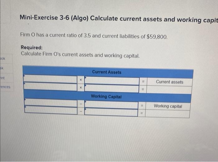 Solved Mini-Exercise 3-6 (Algo) Calculate current assets and | Chegg.com