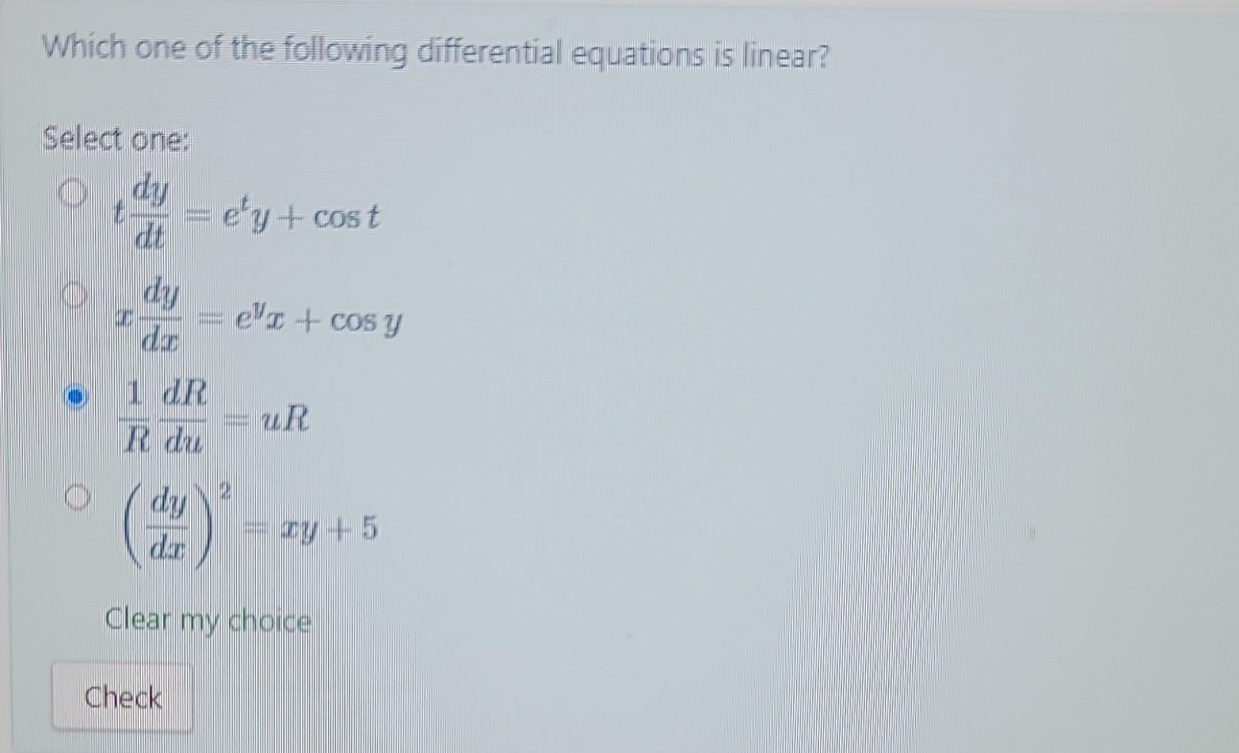 Solved Which One Of The Following Differential Equations Is