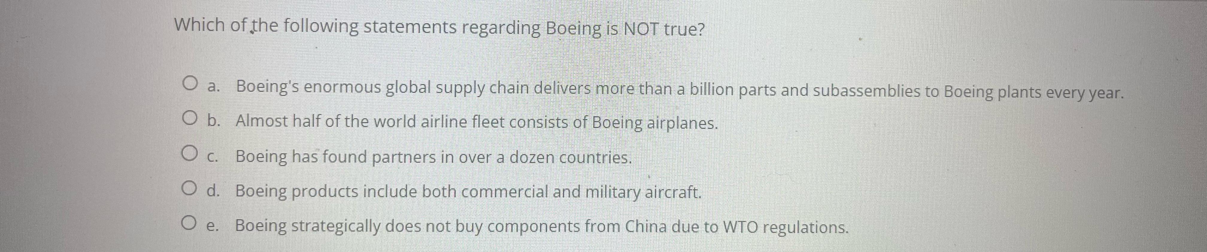 Solved Which of the following statements regarding Boeing is | Chegg.com