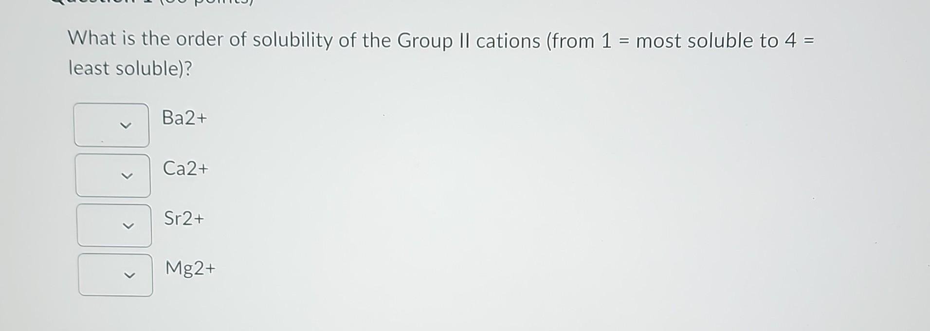 Solved What is the order of solubility of the Group II | Chegg.com