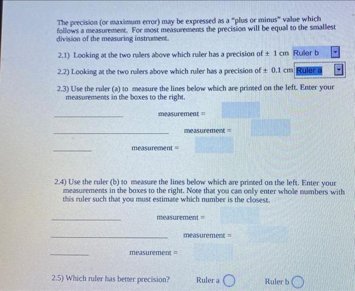 Solved The precision (or maximum error) may be expressed as | Chegg.com