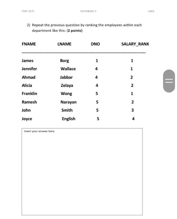 Solved DDLcreate table DEPARTMENT (DNAME VARCHAR(30),DNUMBER | Chegg.com