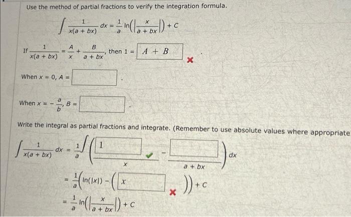 Solved Use the method of partial fractions to verify the | Chegg.com