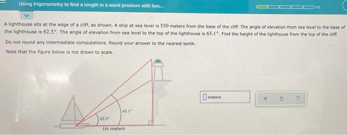 Solved Using trigonometry to find a length in a word problem | Chegg.com