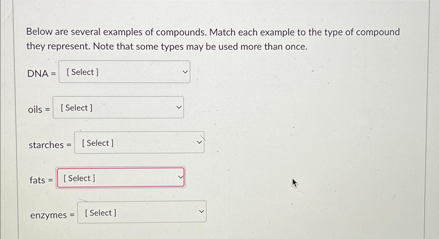 Solved Below are several examples of compounds. Match each | Chegg.com