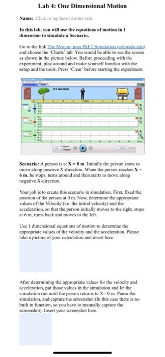 Solved Lab 4: One Dimensional Motion Name: Click or tap here | Chegg.com