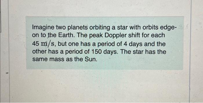 Solved Imagine two planets orbiting a star with orbits edge | Chegg.com