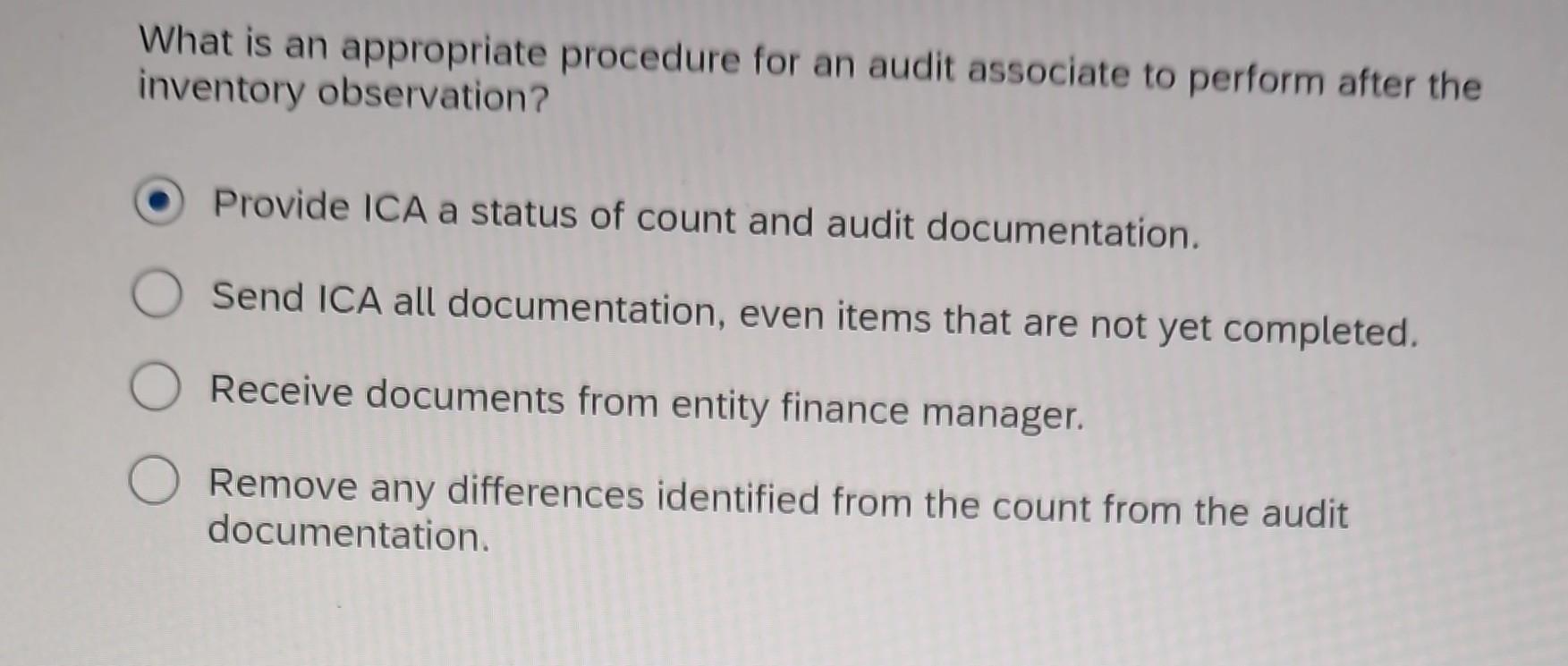 Solved What is an appropriate procedure for an audit | Chegg.com