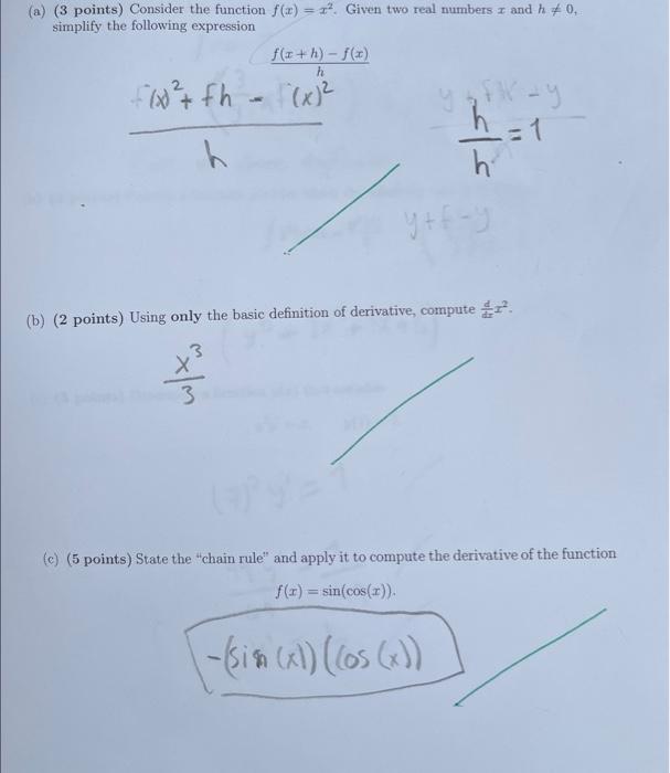 Solved (a) (3 points) Consider the function f(x)=x2. Given | Chegg.com