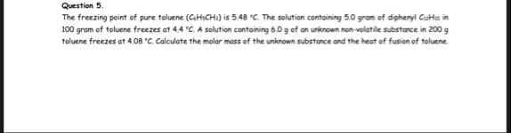 Solved Urgent PLESEEEQuestion 5.The freezing point of pure | Chegg.com