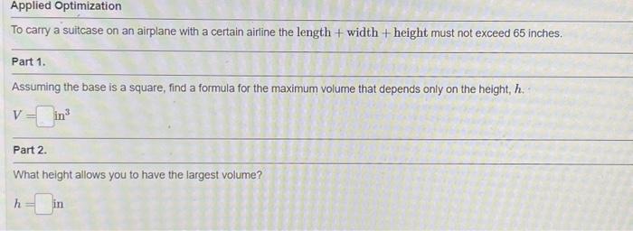 Solved Assuming the base is a square, find a formula for the | Chegg.com